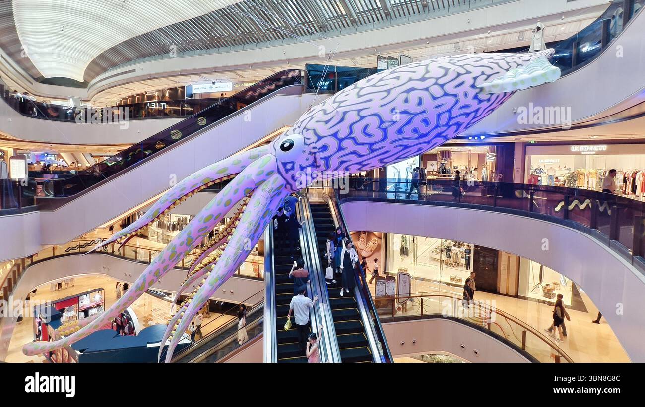 SHANGHAI, CHINA - JUNE 29, 2025 - The Giant Squid giant Marine biological art installation ...