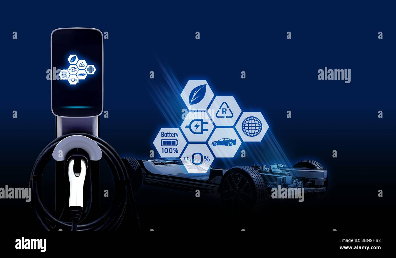 Concept of Power cable pump plug in charging power to electric vehicle ...