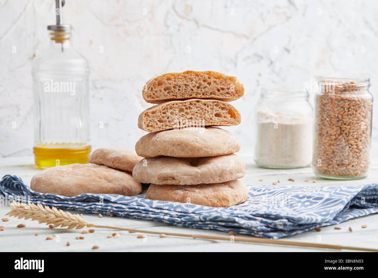 Pita bread – traditional flatbread from Middle Eastern cuisine Stock ...