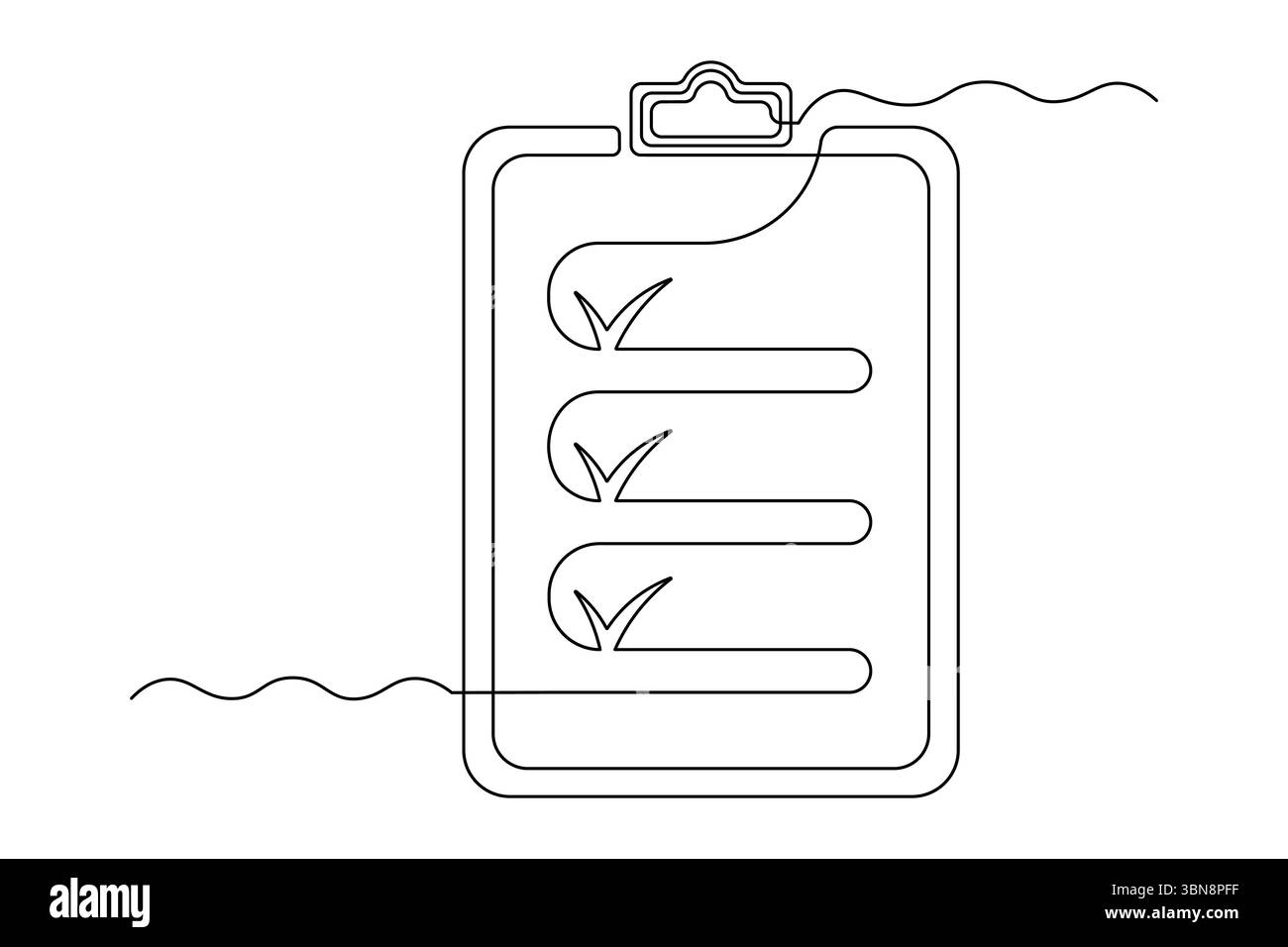 Clipboard with checklist Continuous single Line art Drawing Symbol of Productivity and Precision ...