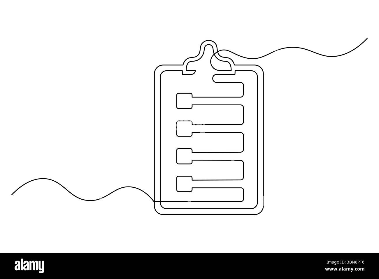 Clipboard with checklist Continuous single Line art Drawing Symbol of ...