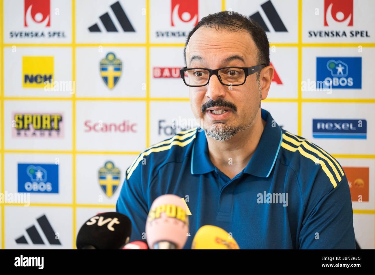250701 Doctor Houman Ebrahim of the Swedish women’s national football team at a press event ...