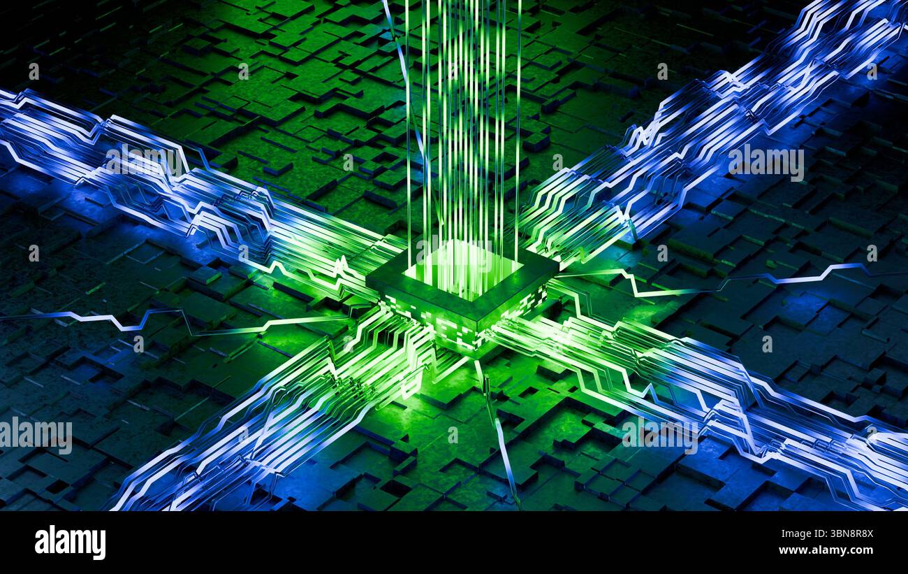 Futuristic cpu chipset data transfer hi-res stock photography and ...