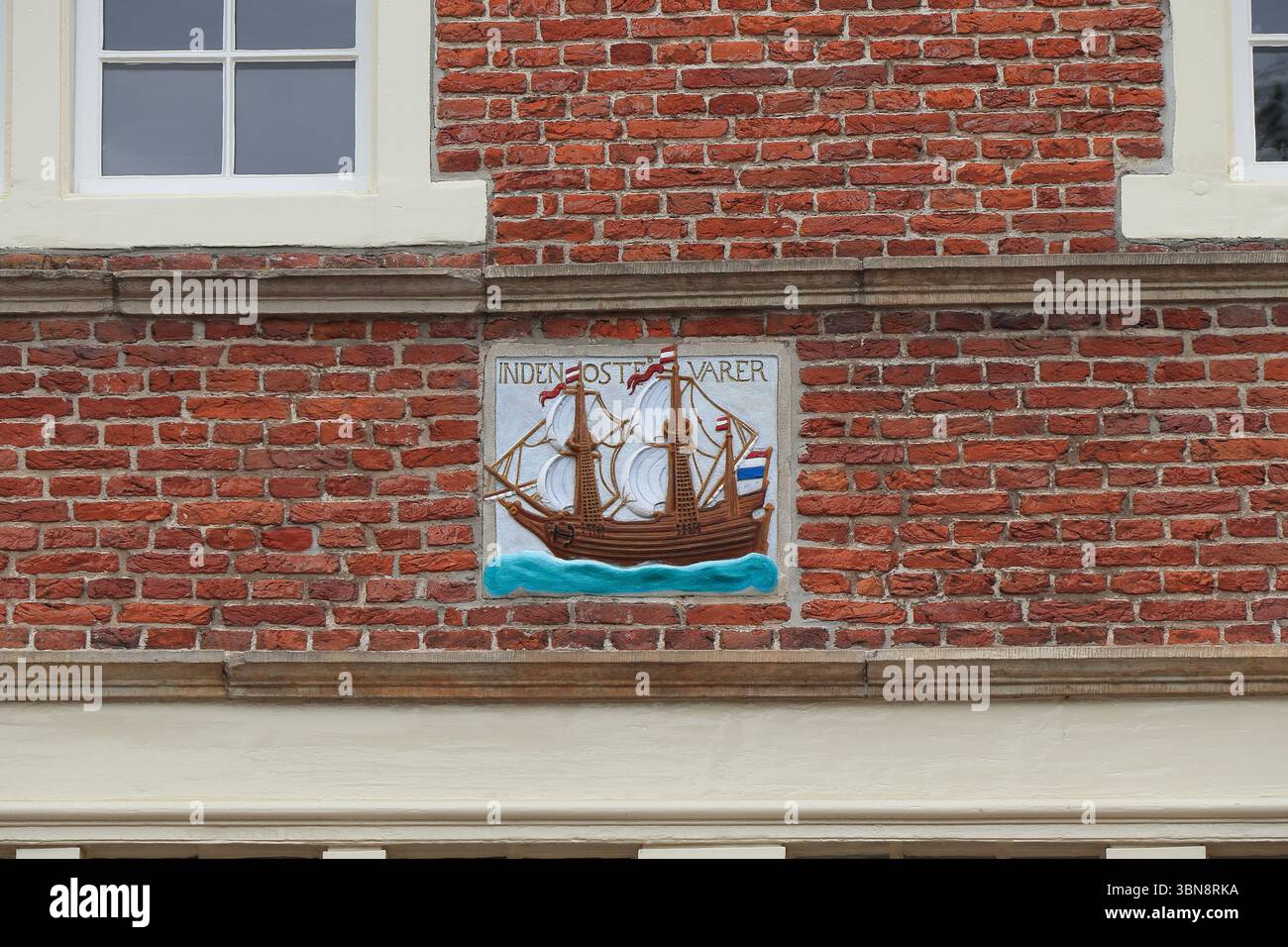 Historic Gable Stone Depicting a Sailing Ship on a Building Facade in ...