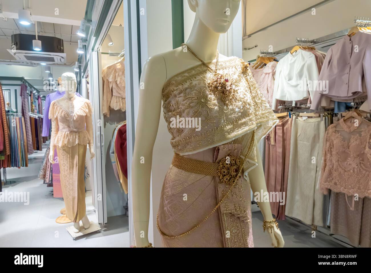 traditional Thai women's dress, or chut thai sold on display in The Old ...