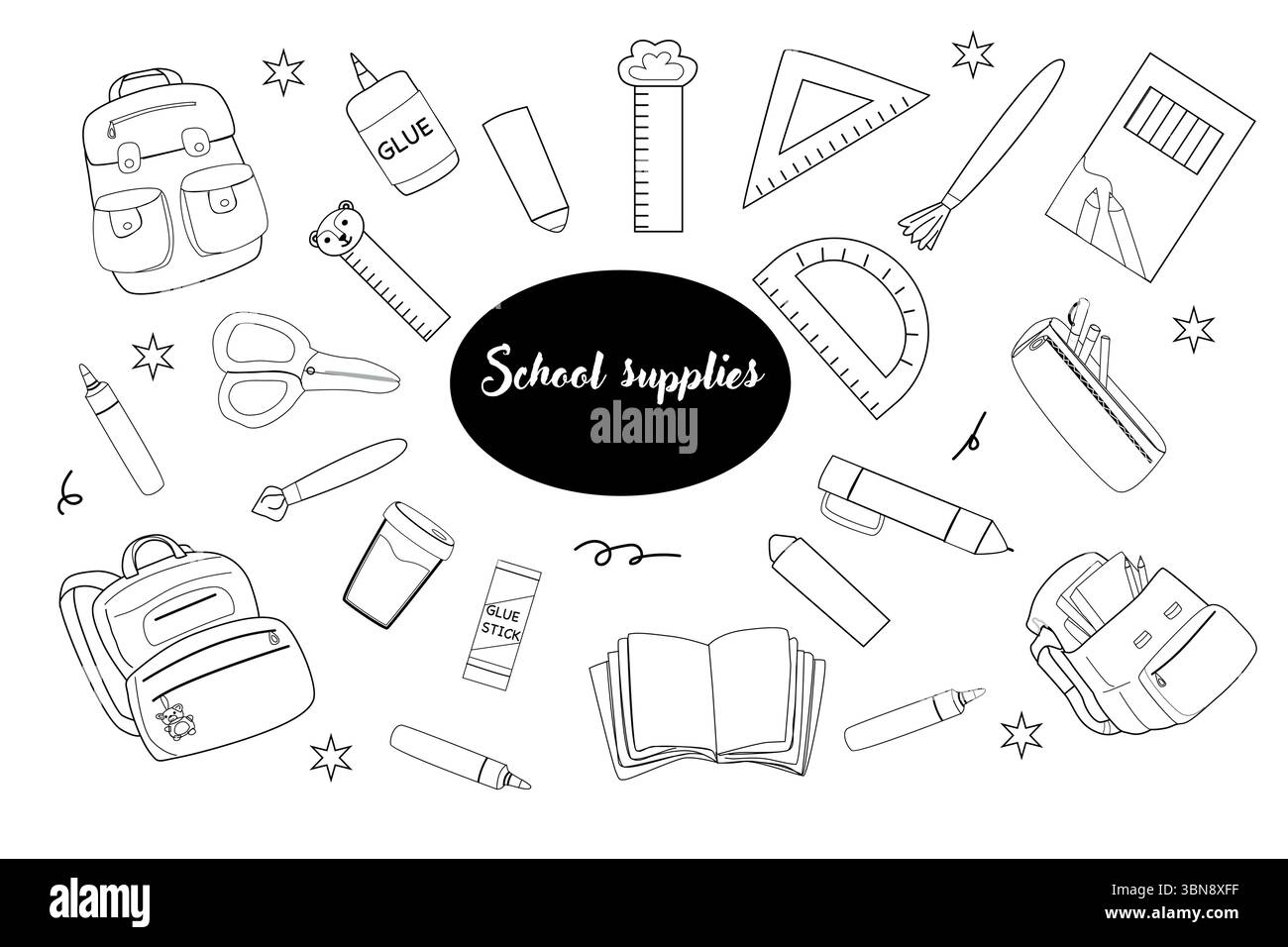 Variety of school supplies for back to school design Stock Vector Image ...
