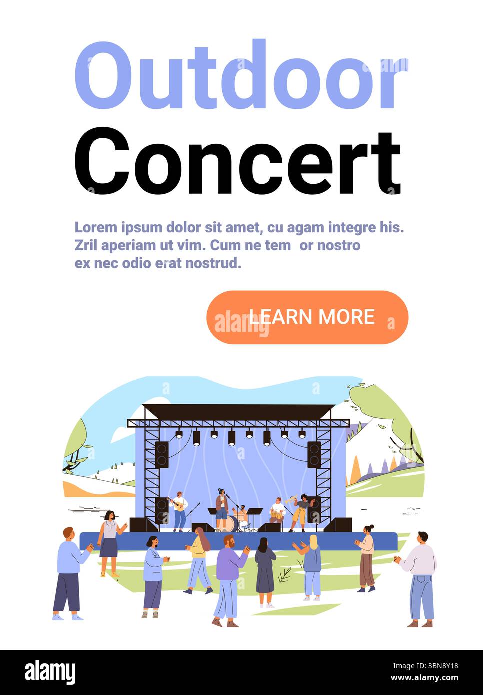Outdoor concert festival live music stage audience people band ...