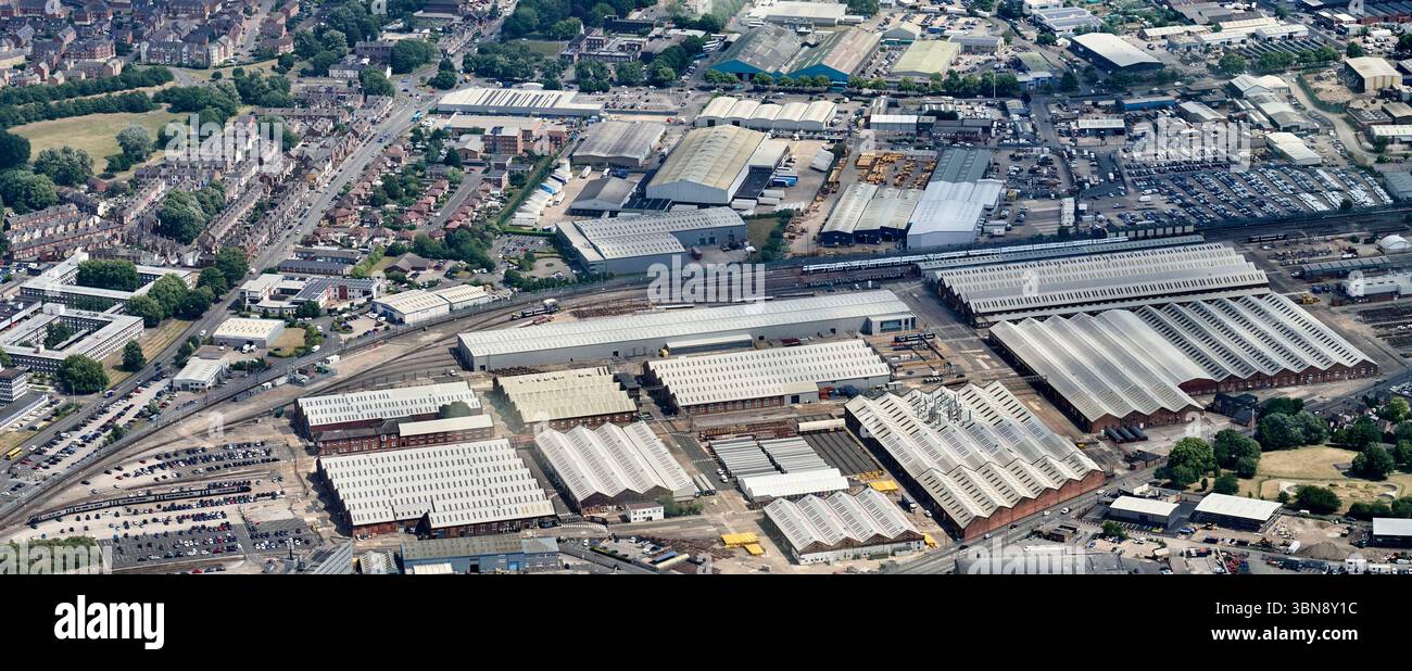 An aerial view of the railway repair and manufacturing industrial area ...