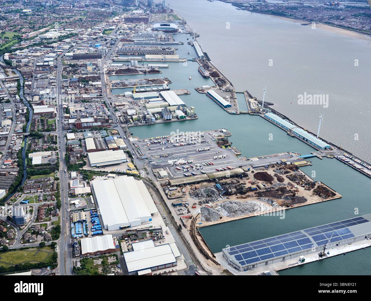 An aerial view of Seaforth Docks at Bootle, Liverpool on Merseyside ...