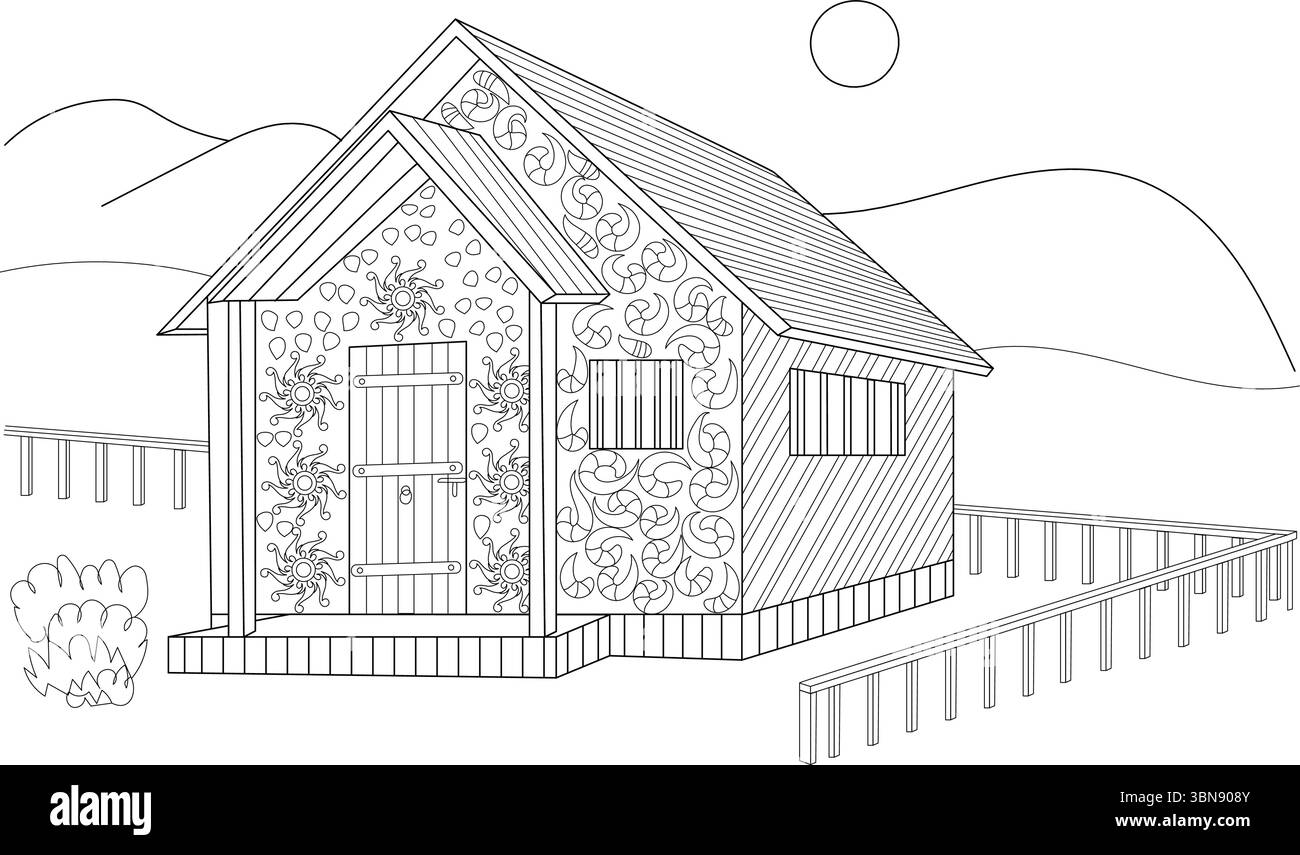 Line art cabin minimalist Black and White Stock Photos & Images - Alamy