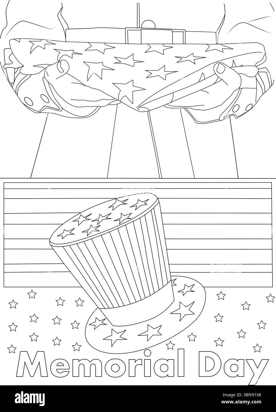 This black and white line art illustration is designed for Memorial Day ...