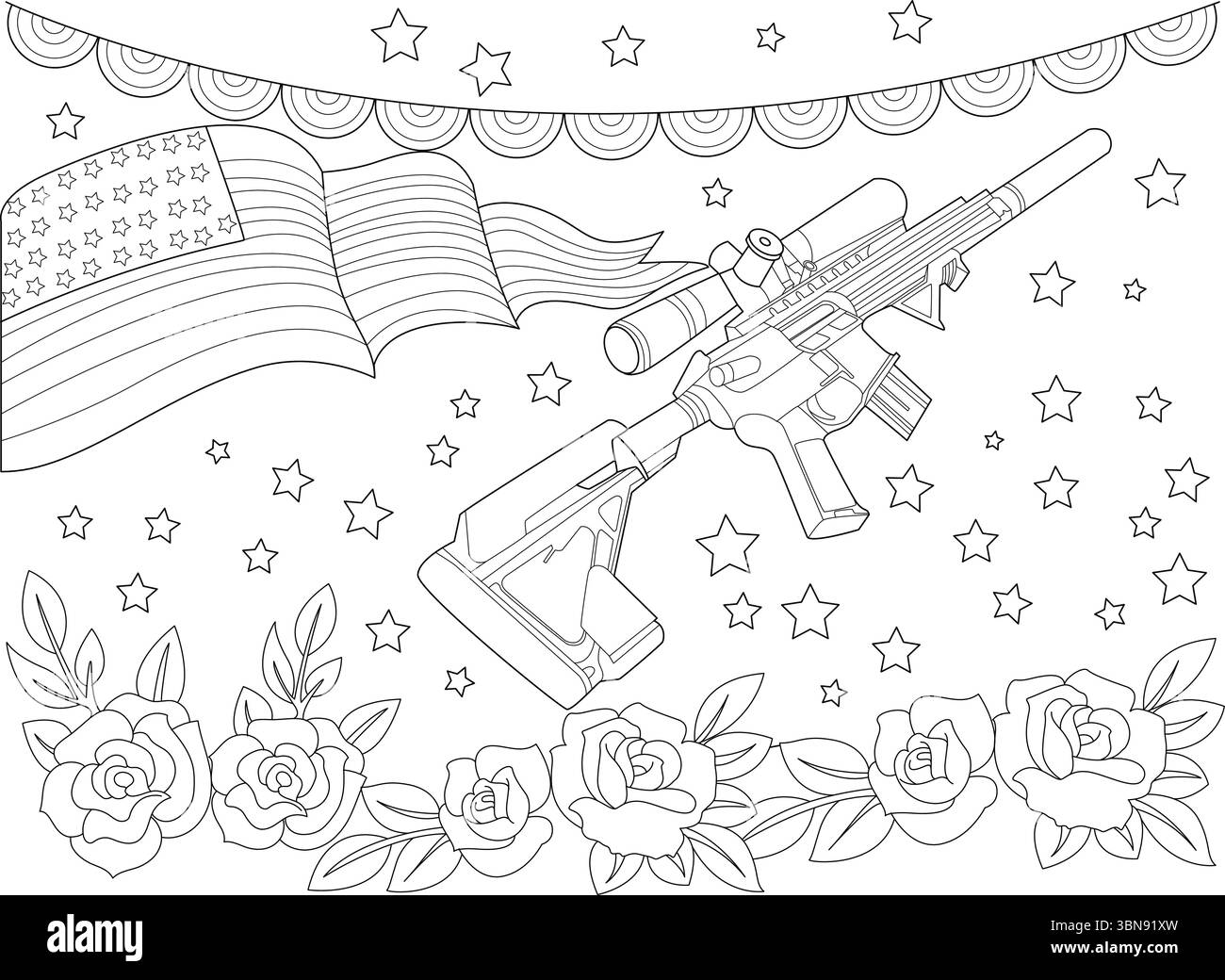 Independence day bunting Black and White Stock Photos & Images - Alamy