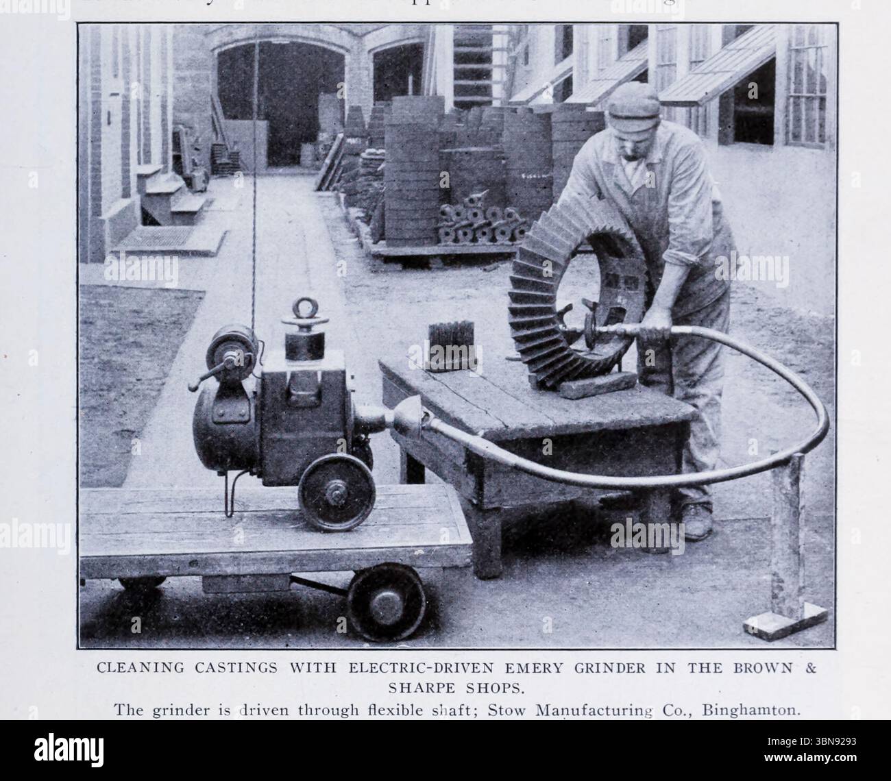 CLEANING CASTINGS WITH ELECTRIC-DRIVEN EMERY GRINDER IN THE BROWN ...