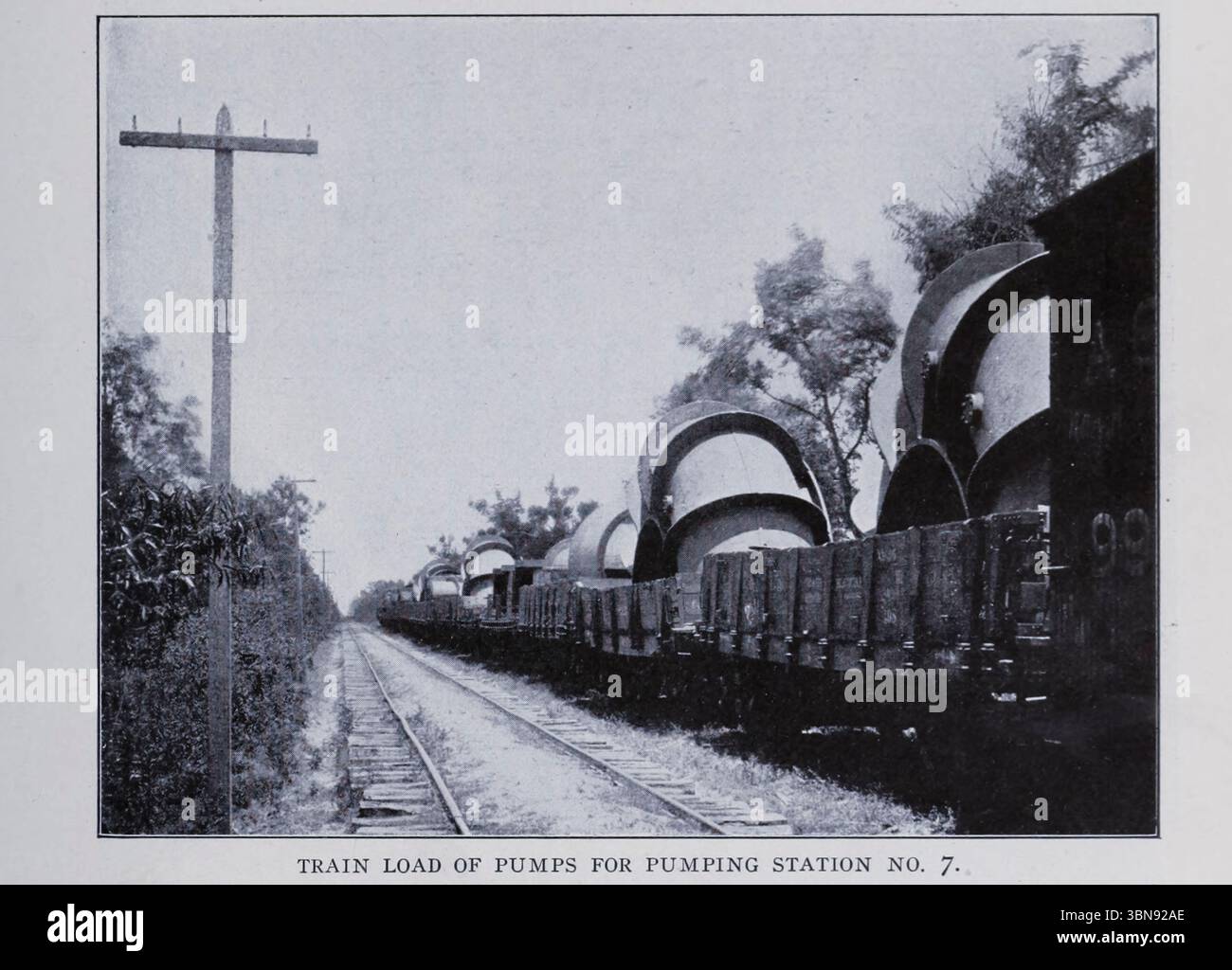 TRAIN LOAD OF PUMPS FOR PUMPING STATION NO. 7. from the Article POWER ...
