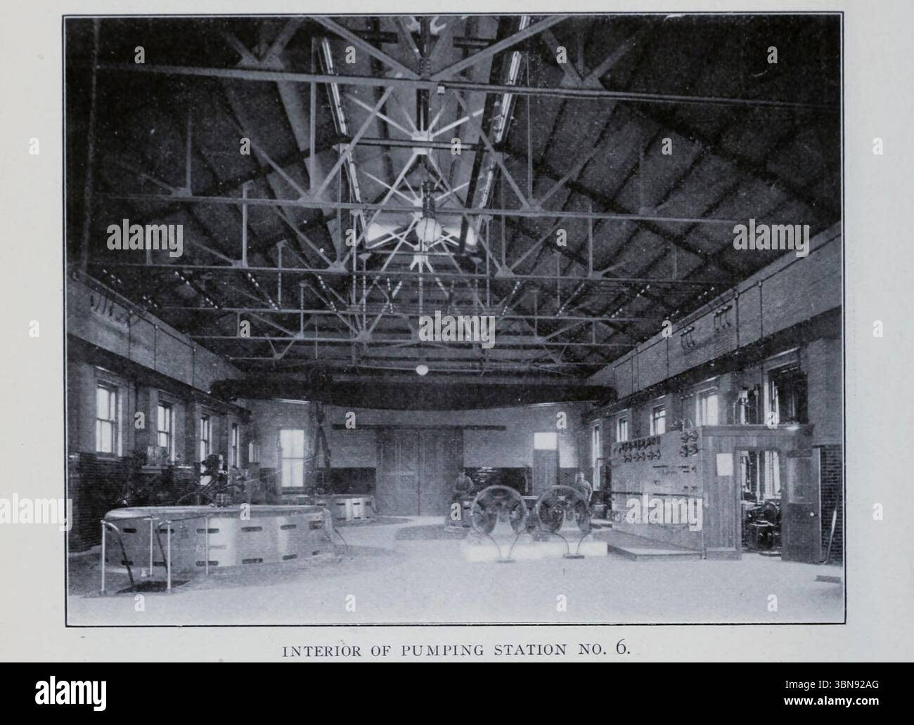 INTERIOR OF PUMPING STATION NO. 6. from the Article POWER AND PUMPING ...