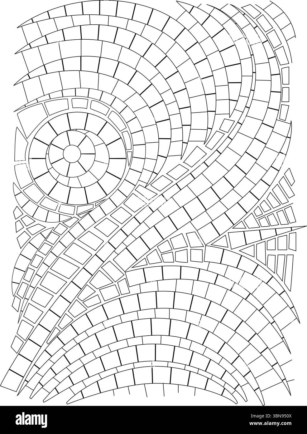A captivating black and white line art illustration showcasing an ...
