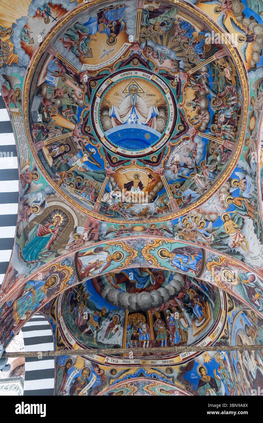 Detailed Dome Frescoes Depicting God the Father and Biblical Scenes at ...