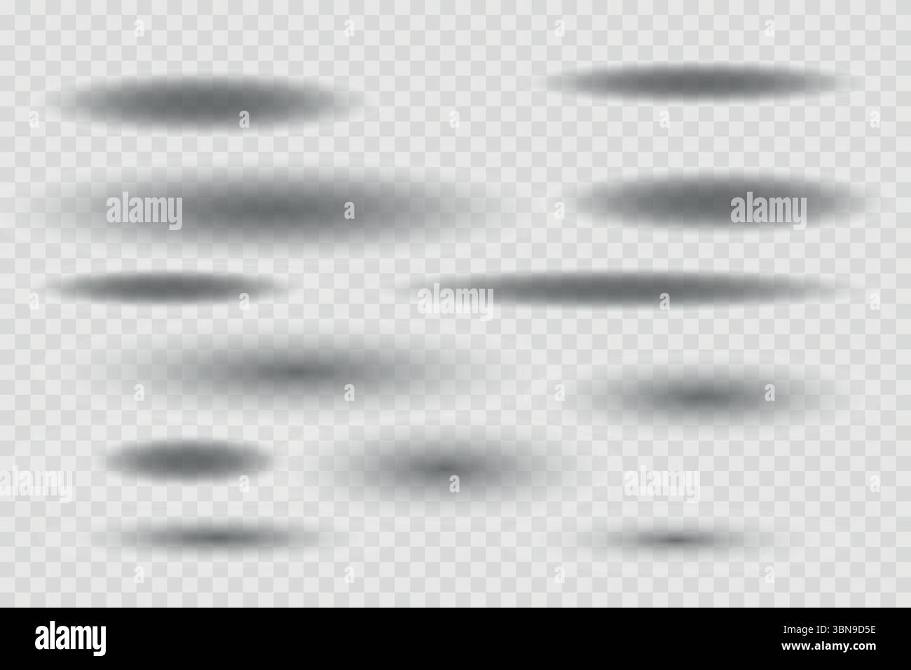 Different realistic round shadow, soft shapes on transparent background ...