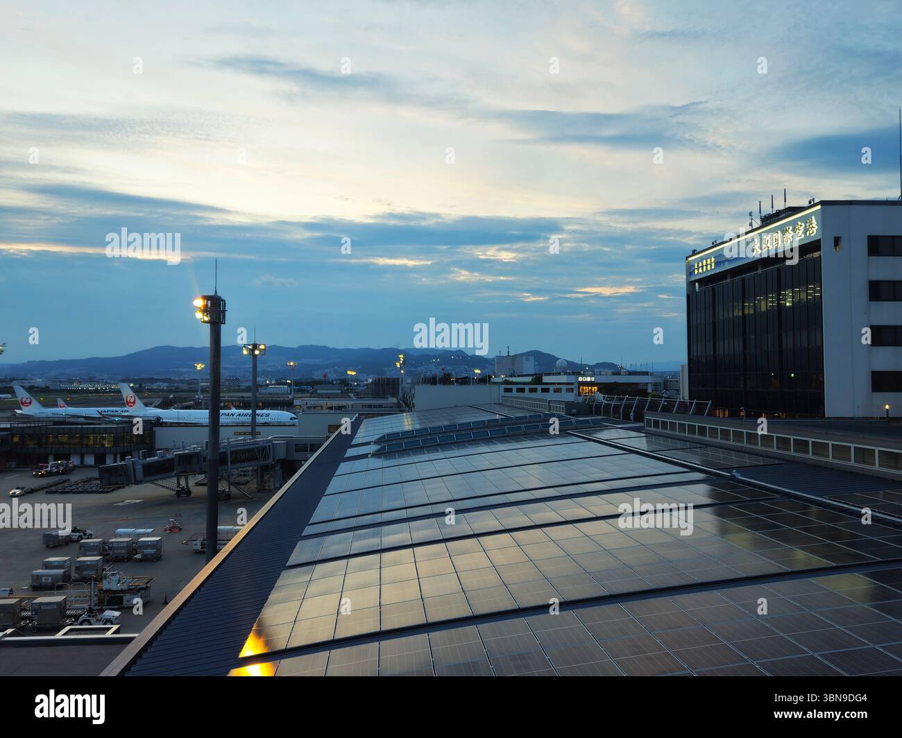 Twilight View of Osaka Itami International Airport Apron and Terminal ...