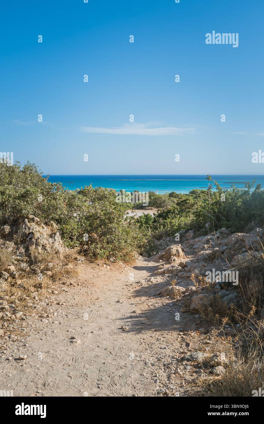 Dirt road to Elafonisi beach on the western side of Crete Stock Photo ...