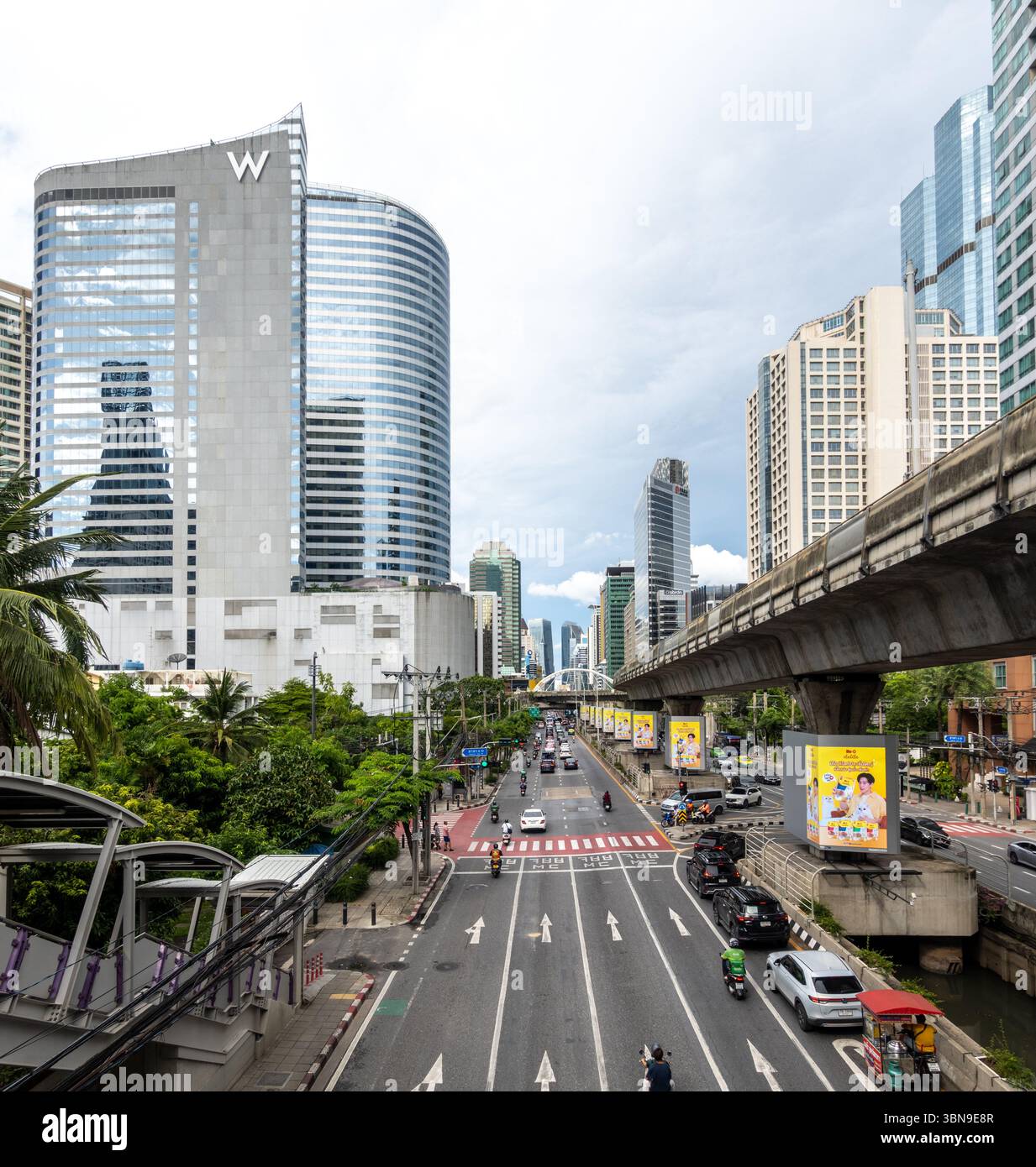 W Bangkok hotel building, Sathon Rd, Si Lom, Bang Rak, Bangkok, towering skyscrapers, with an ...