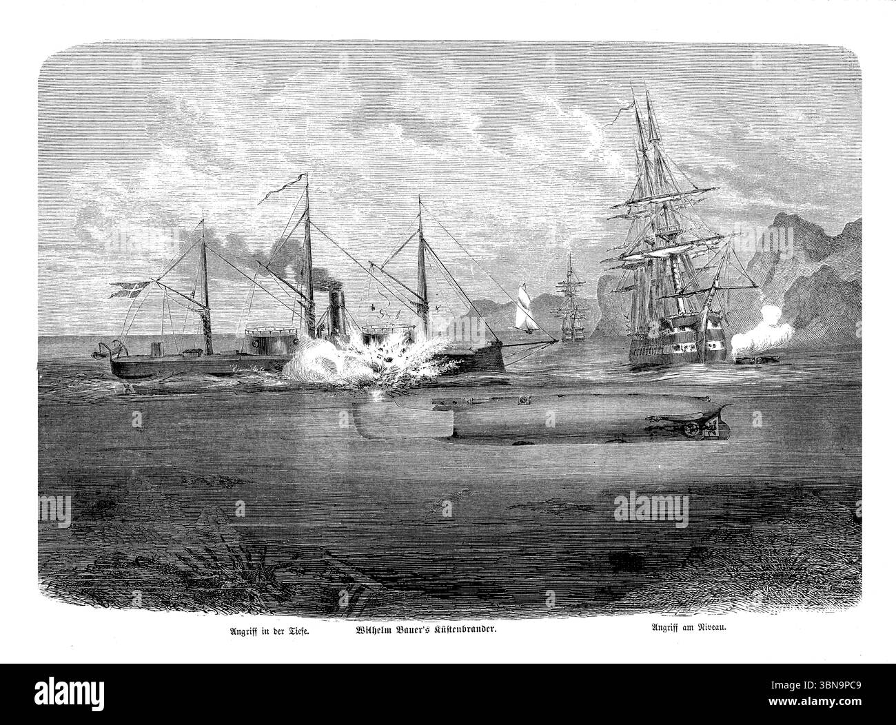 Wilhelm Bauer German inventor of hand powered submarine, submersed ship ...