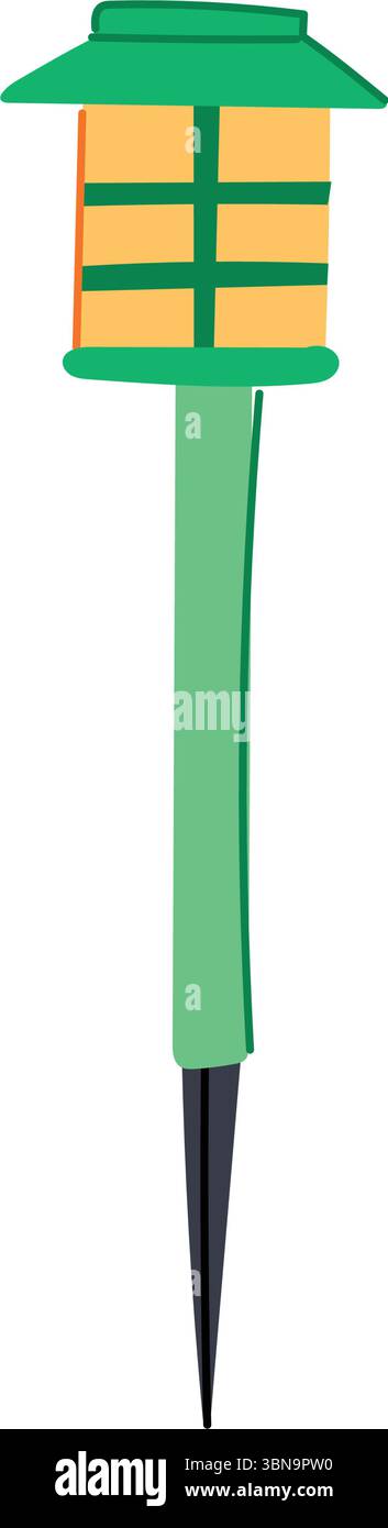 led solar powered garden lamp cartoon vector illustration Stock Vector ...