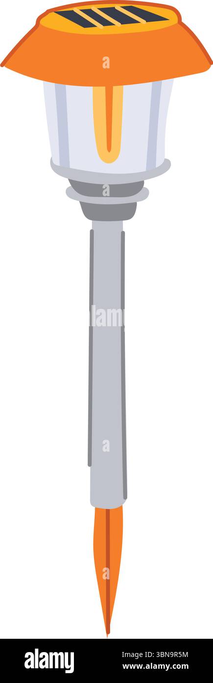 outdoor solar powered garden lamp cartoon vector illustration Stock ...