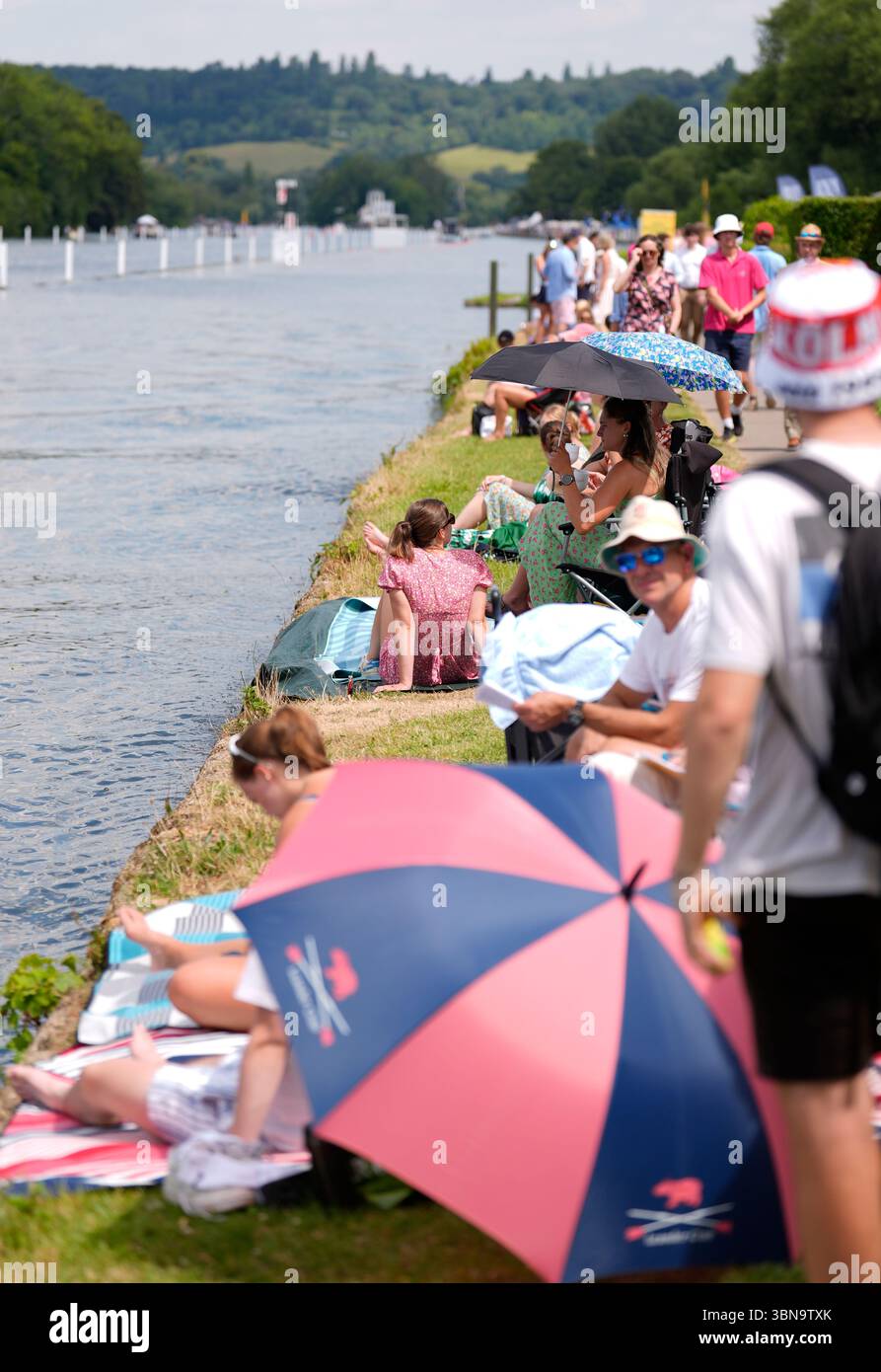 People line the river bank on the opening day of the 2025 Henley Royal ...