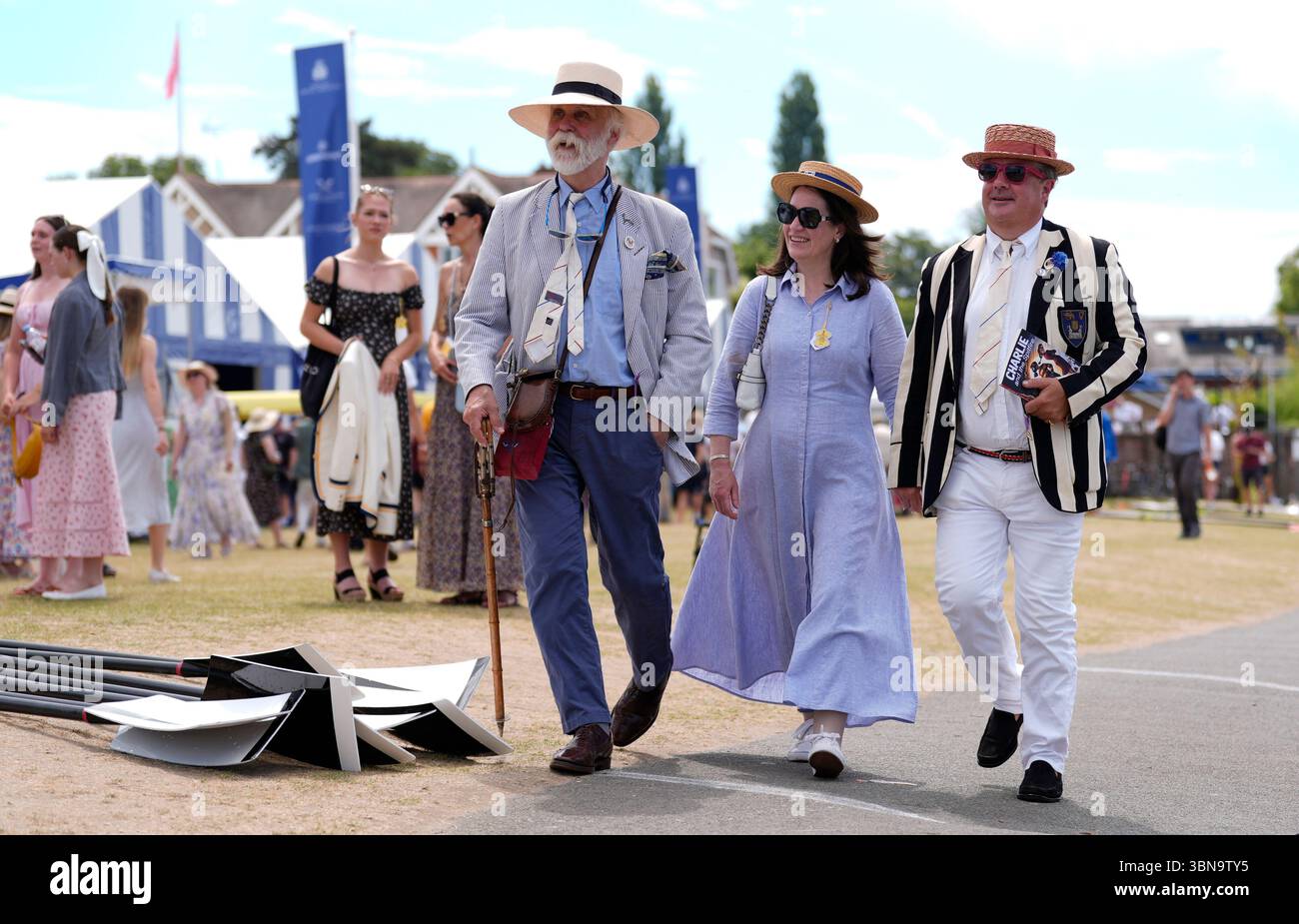 People walk along the river bank on the opening day of the 2025 Henley ...