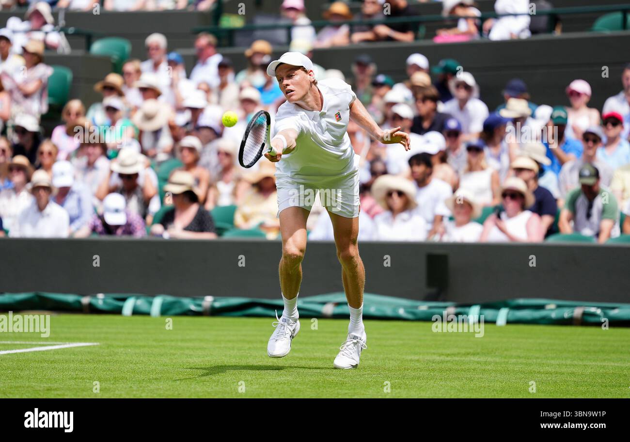 Jannik Sinner during his match against Luca Nardi on day two of the ...