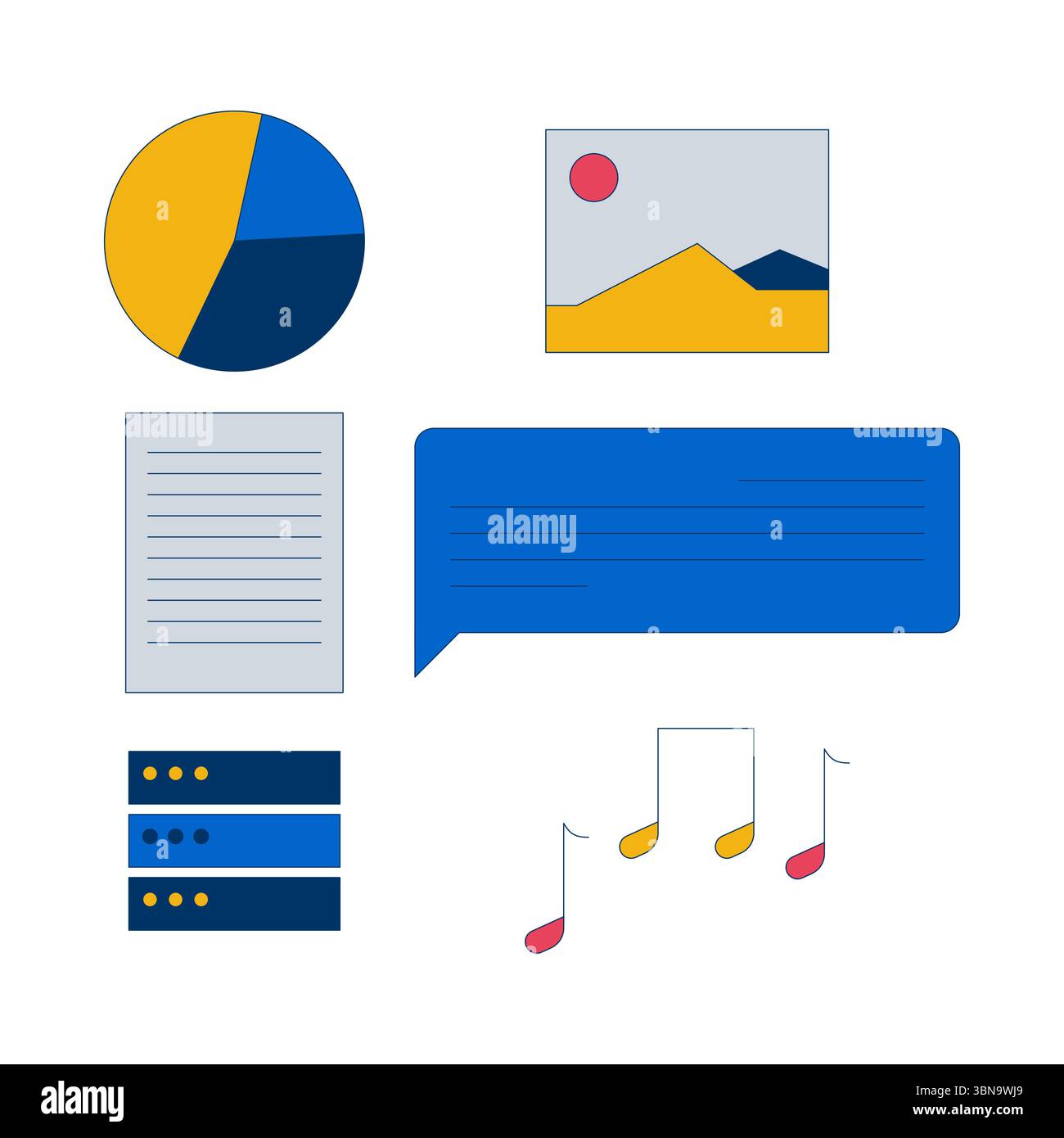 Multimedia and data elements 2D cartoon objects set Stock Vector Image & Art - Alamy