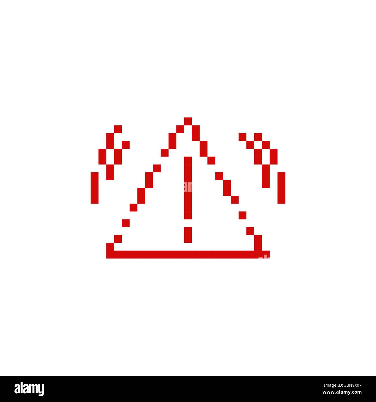 Mosaic pixel art triangle alert icon with exclamation in retro 8 bit ...