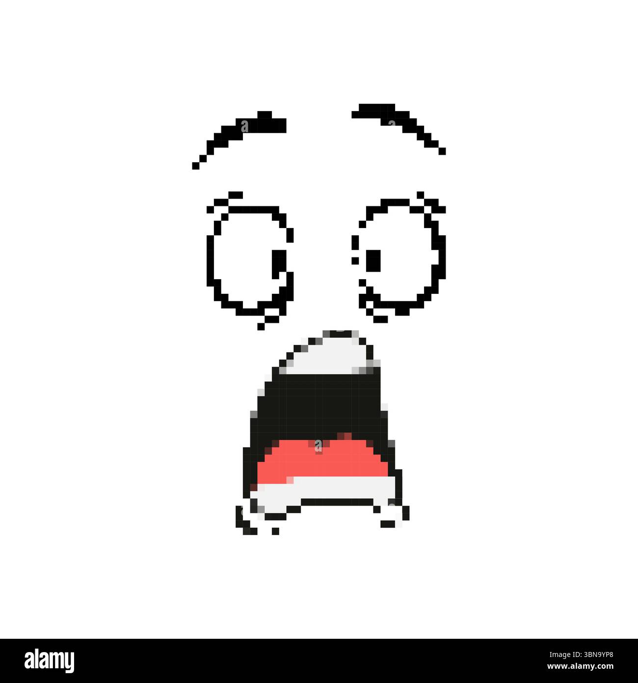 Mosaic pixel art emoji face with surprised expression capturing shocked ...