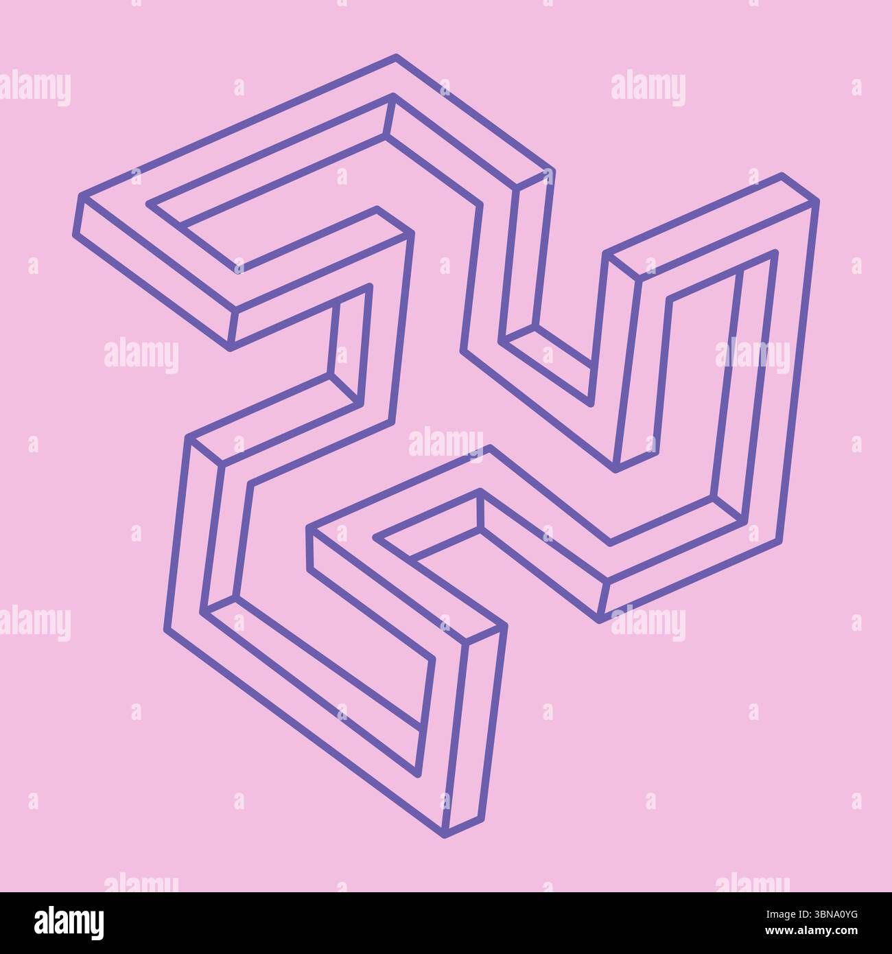 Impossible shapes. Sacred geometry. Optical illusion figures. Abstract eternal geometric objects ...