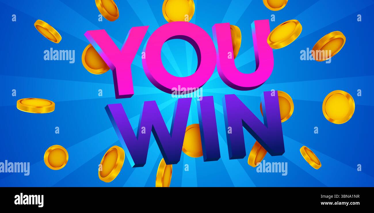 You win. Sign with golden coins. Vector illustration Stock Vector Image ...