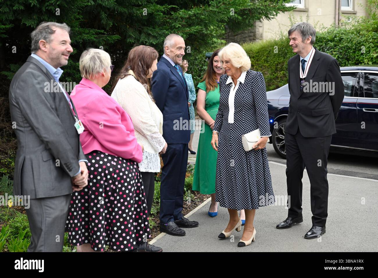 Queen Camilla arrives at Ratho Library in Newbridge, Edinburgh ...