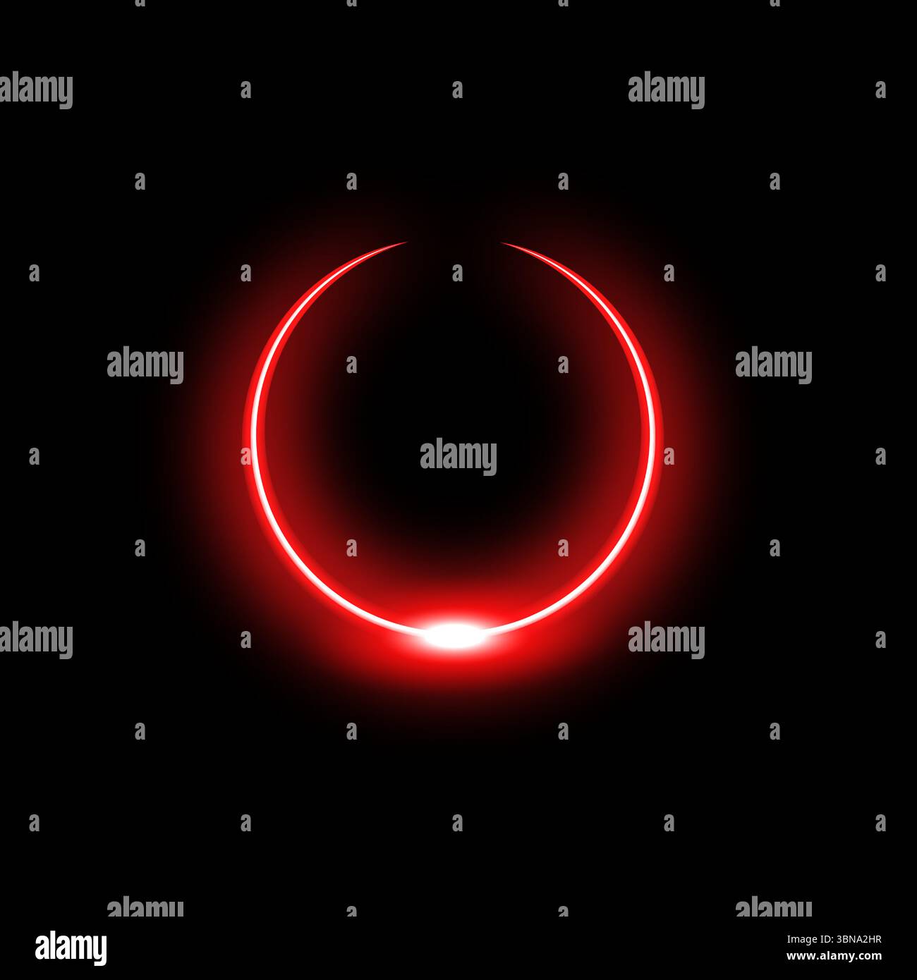 Neon red circle with energetic glow and vibrant arc for futuristic tech ...