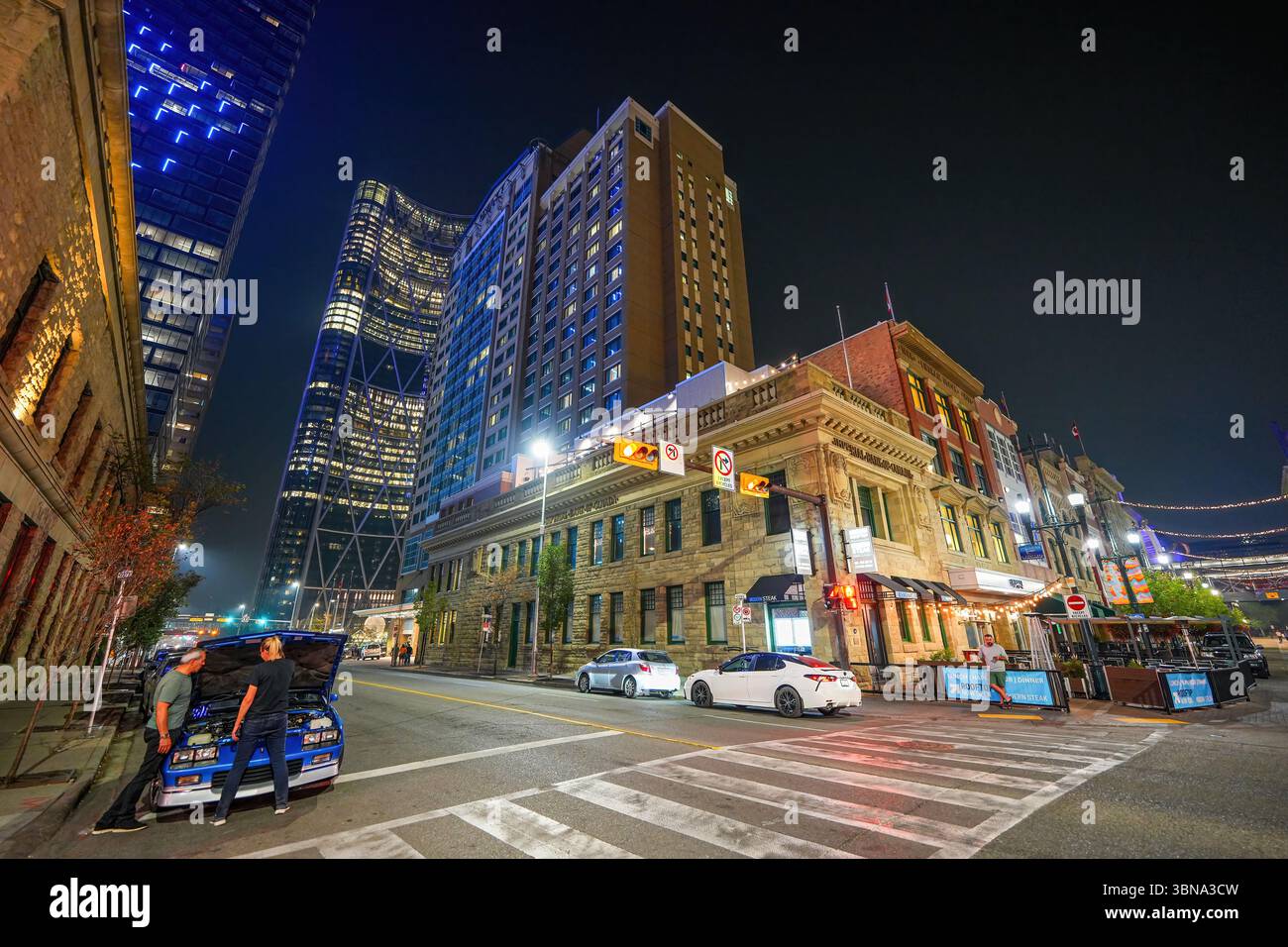 Building of the Imperial Bank of Canada with The Bow tower in Downtown ...