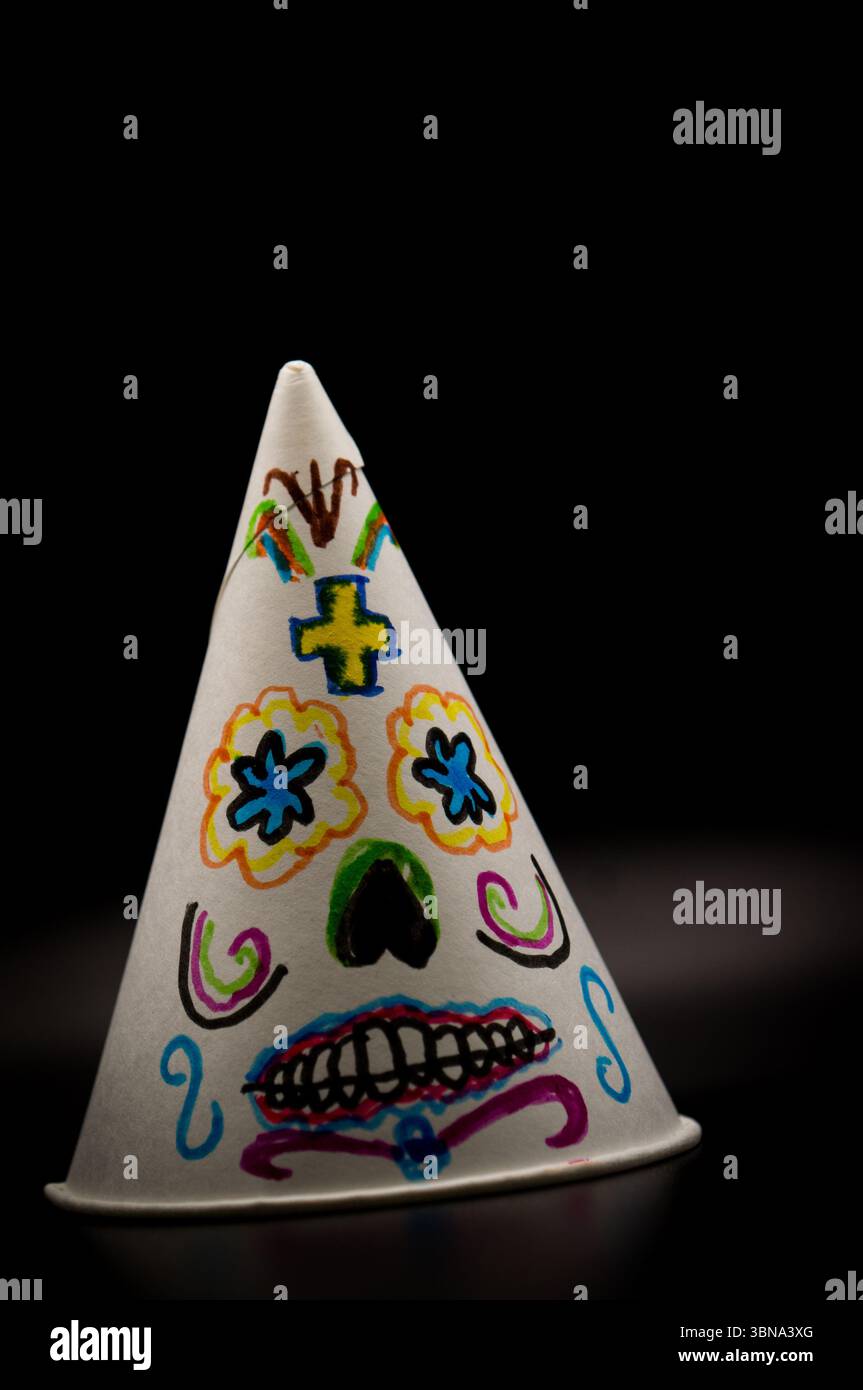 Paper cones drawn as Catrina from Mexico's Day of the Dead Stock Photo ...