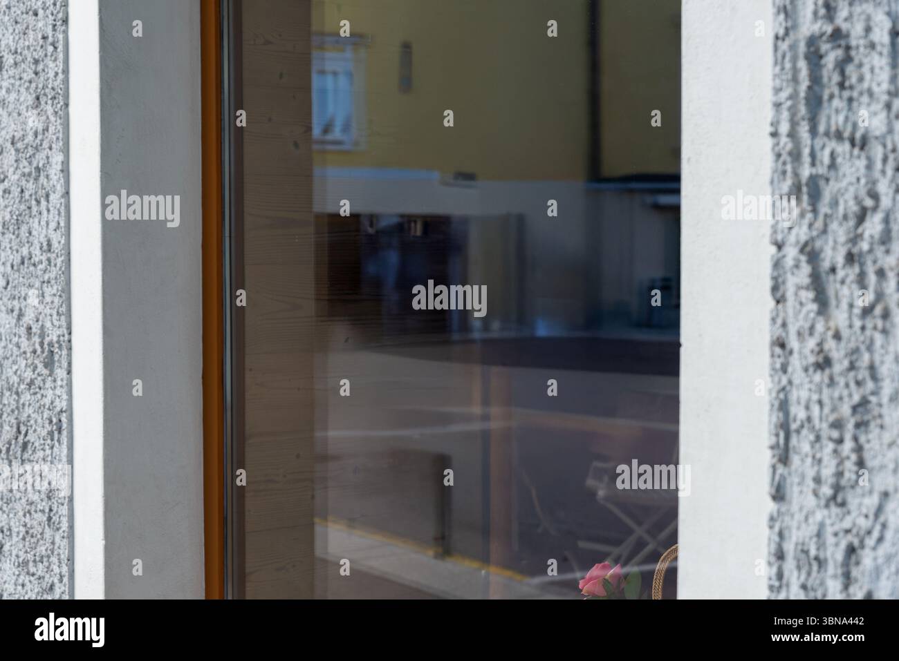 Modern store window with reflections of street and surroundings, ideal ...