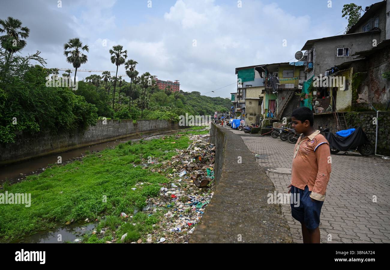 MUMBAI, INDIA - JUNE 30: View of the polluted Mithi River at Filter ...