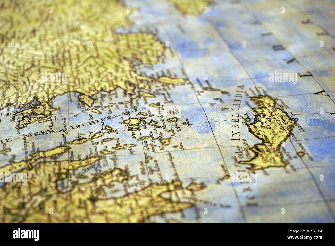 A close-up view of an antique world map, likely from the 16th or 17th ...