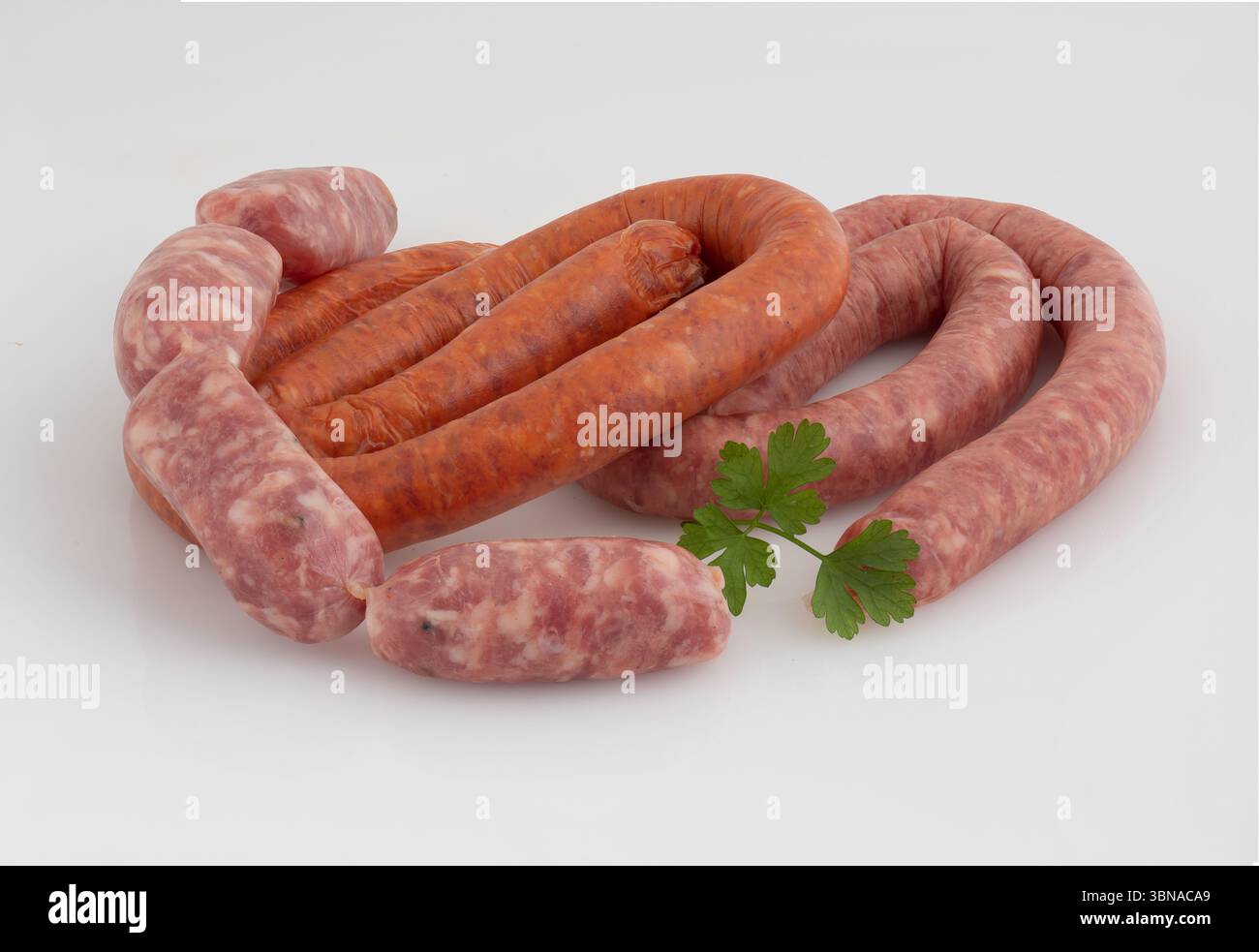 Fresh sausage set isolated nature background with clipping path Stock ...