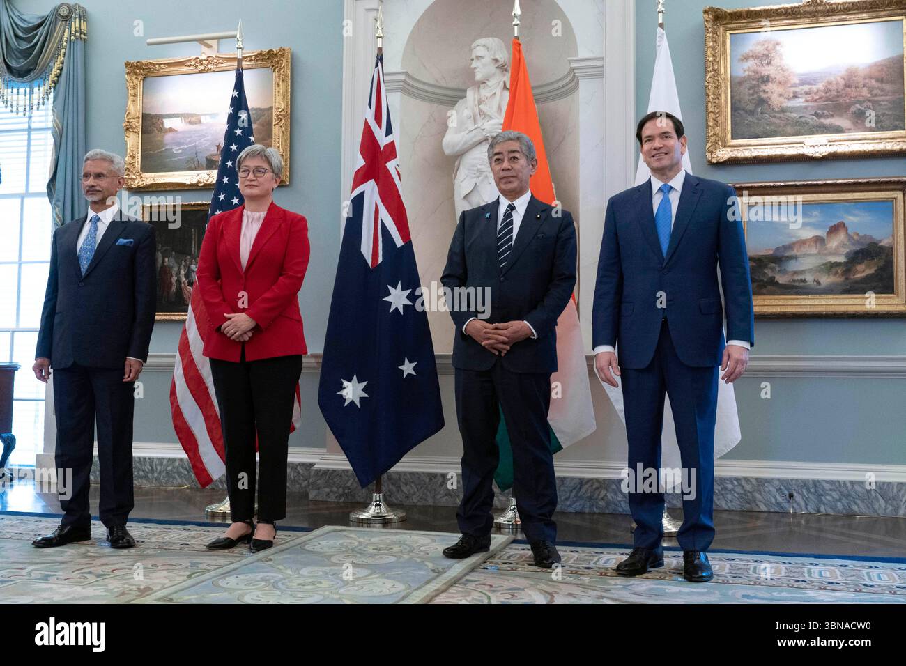 Secretary of State Marco Rubio, right, accompanied from left Indian ...