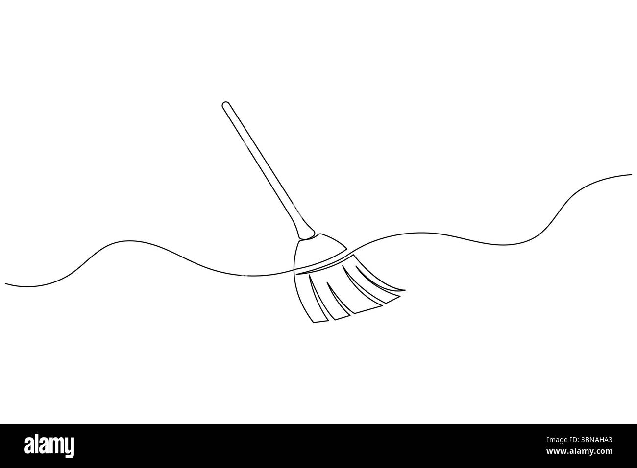 Continuous line drawing of broom cleaner tool minimalist home cleaning ...