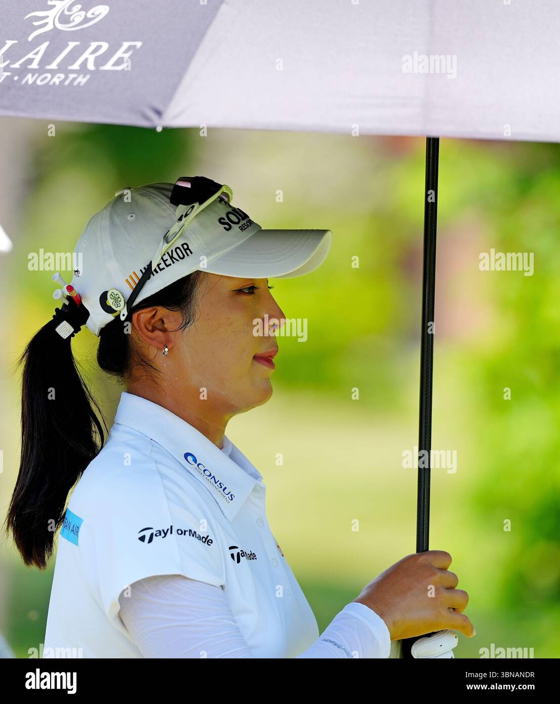 MIDLAND, MI - JUNE 29: LPGA golfer Ina Yoon walks the 5th hole during ...