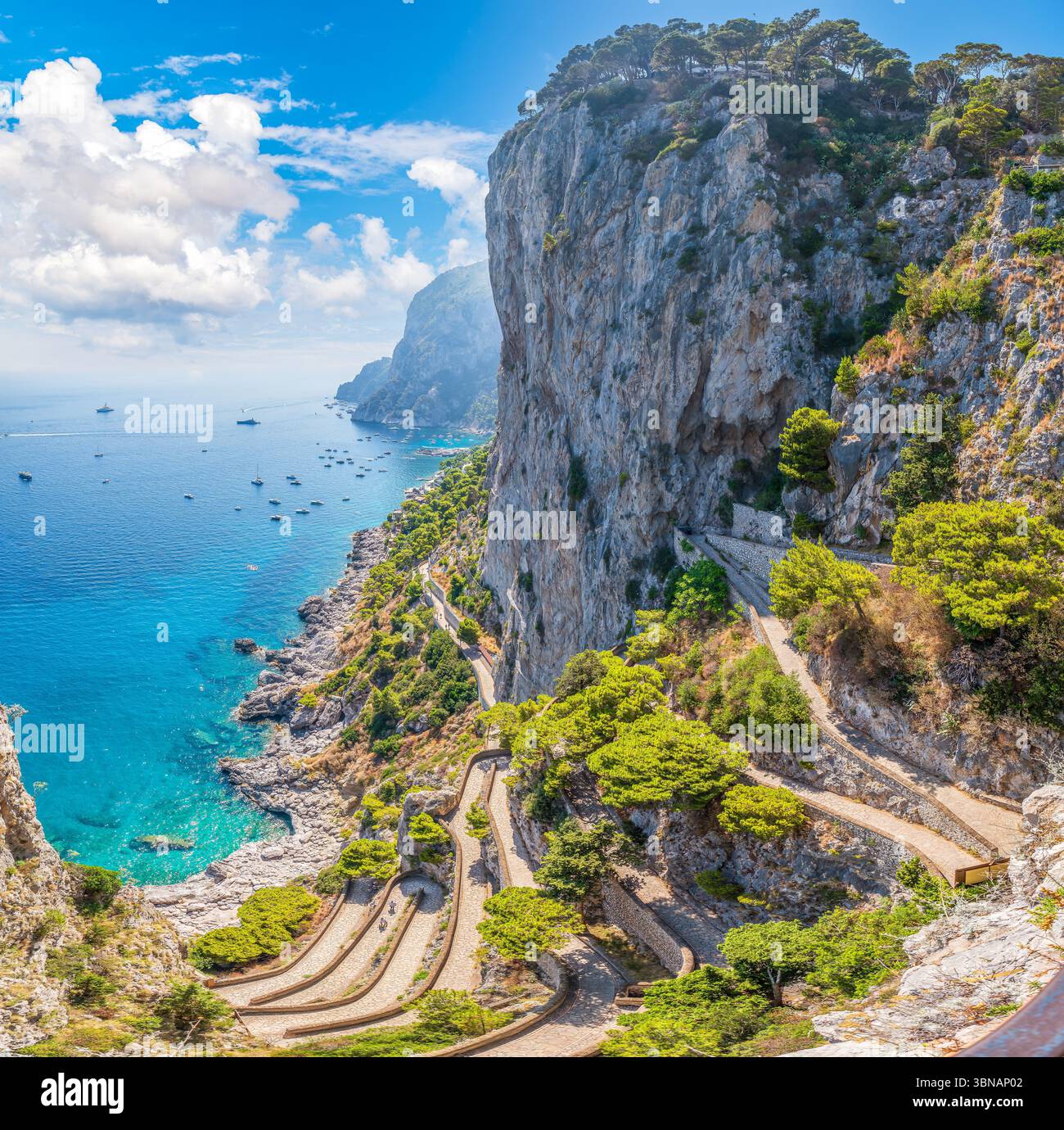 Landscape with Via Krupp, view from Gardens of Augustus, Capri Island ...