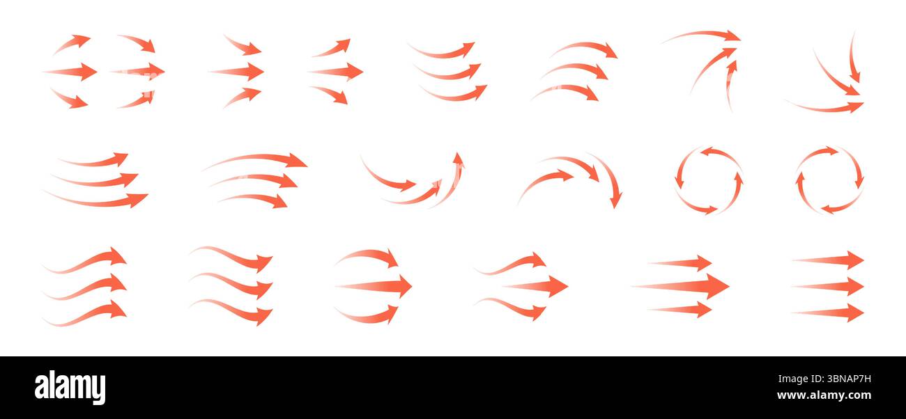 Airflow icon set featuring circular arrows, heat waves and wind streams ...