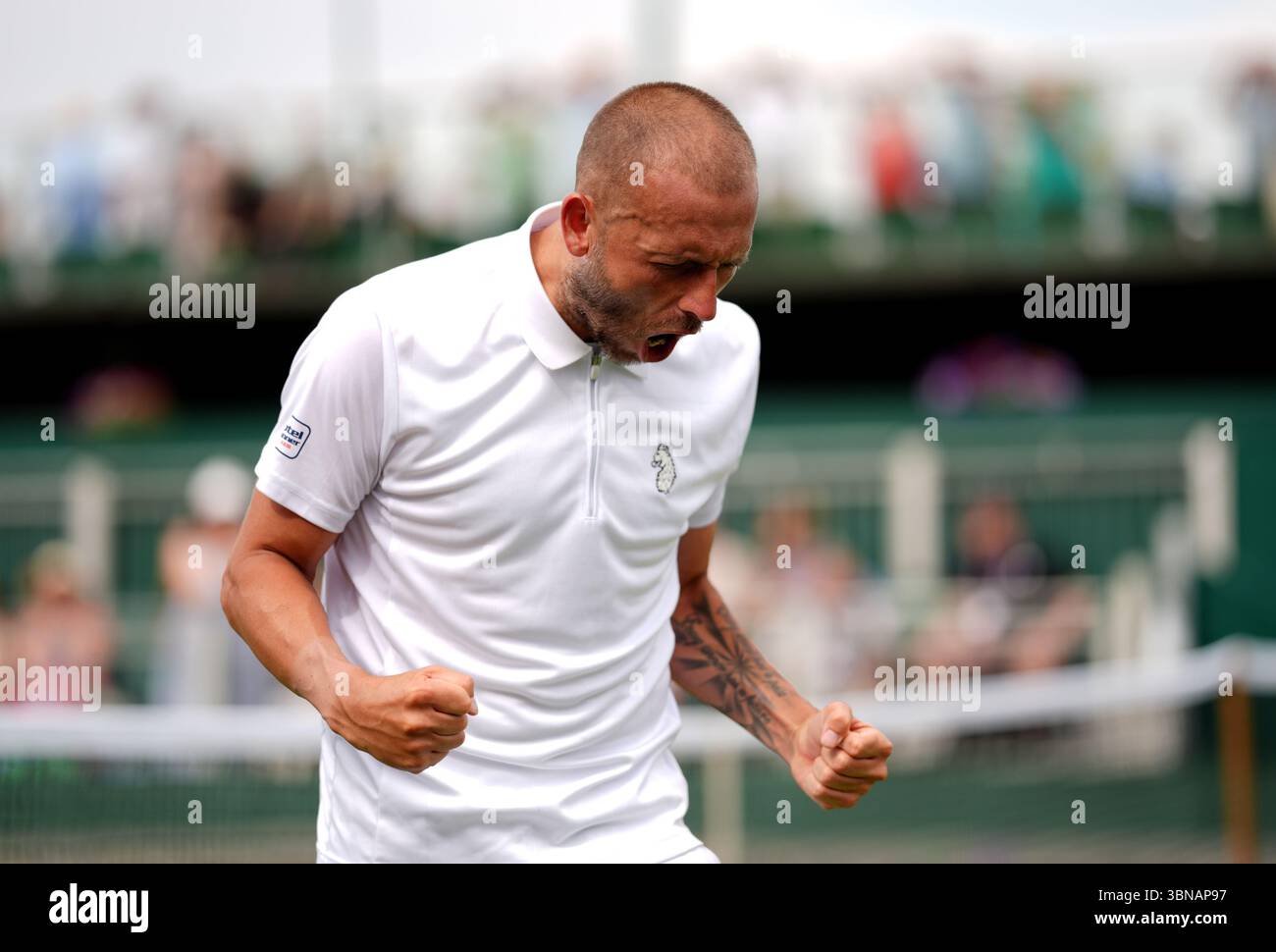 Daniel Evans celebrates following his match against Jay Clarke on day ...